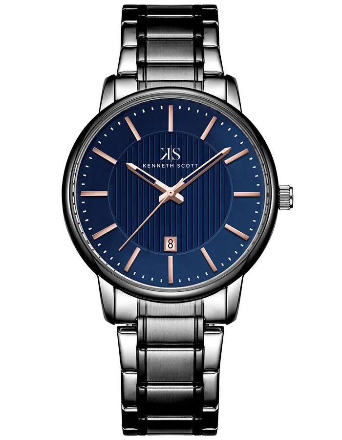 Kenneth Scott Men's Blue Dial Analog Watch - K22028-XBXN