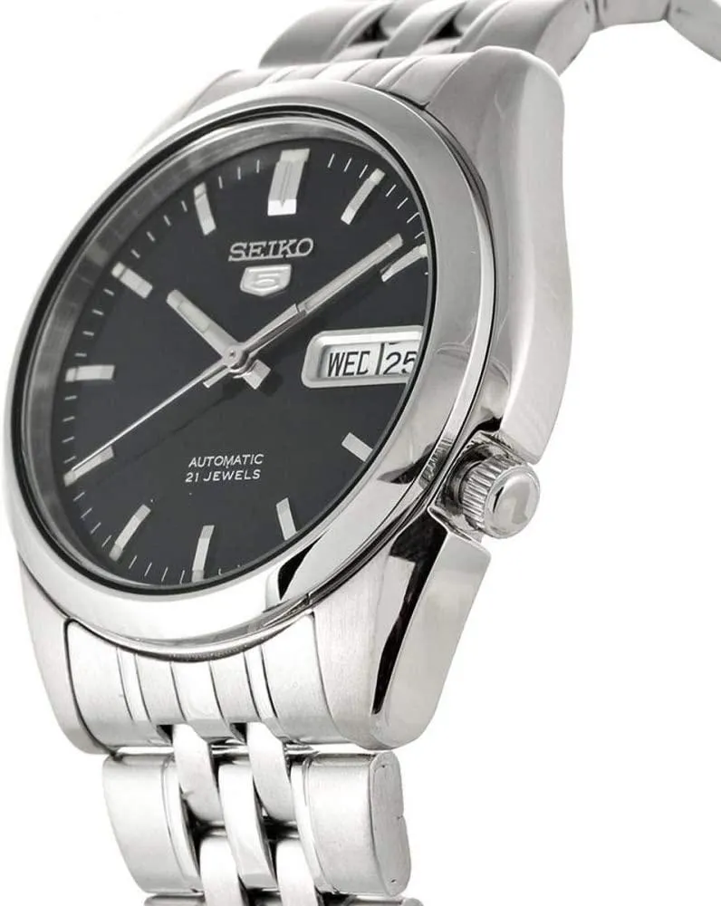 Seiko 5 Men's Black Dial Stainless Steel Band Automatic Watch - SNK357K1