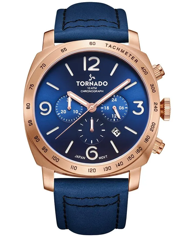 Tornado Men's Chronograph Blue Dial Watch - T9102-RLNN